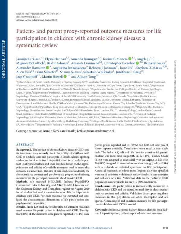 (PDF) Patient- and parent proxy-reported outcome measures for life ...