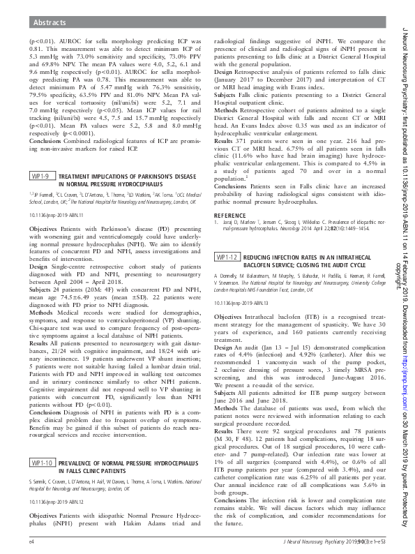 (PDF) WP1-9 Treatment implications of parkinson’s disease in normal pressure hydrocephalus