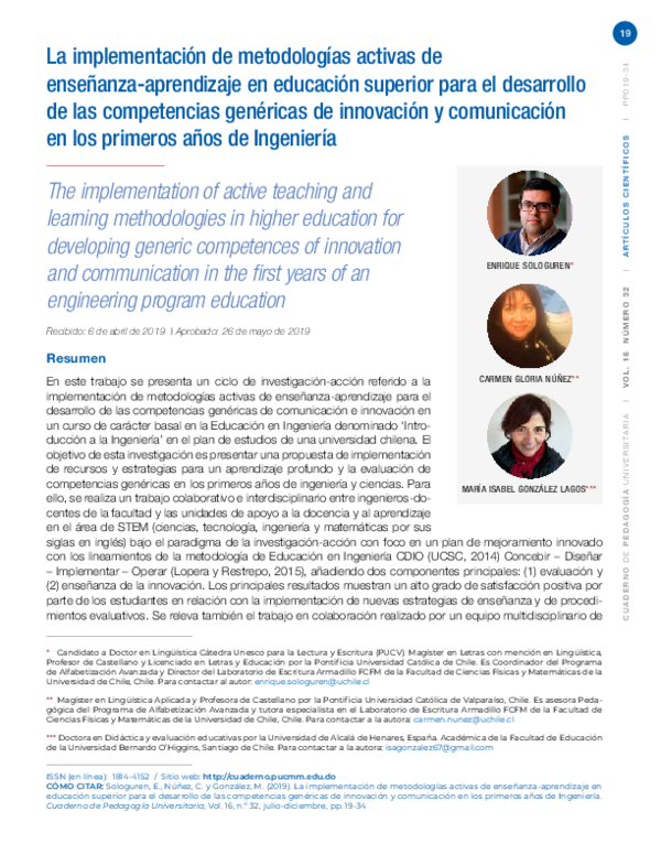 (PDF) La implementación de metodologías activas de enseñanza-aprendizaje en educación superior ...