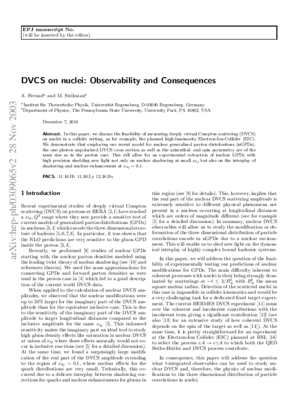 (PDF) DVCS on nuclei: observability and consequences