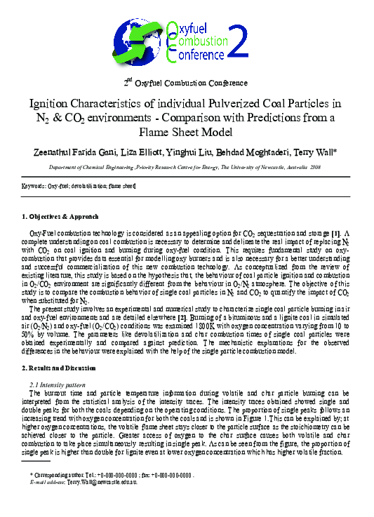 (PDF) Ignition Characteristics of individual Pulverized Coal Particles ...