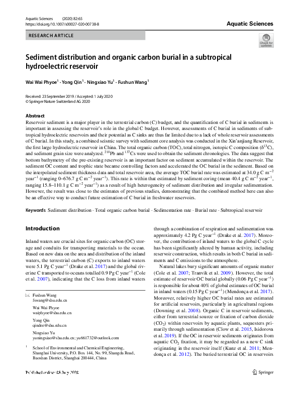 (PDF) Sediment distribution and organic carbon burial in a subtropical hydroelectric reservoir