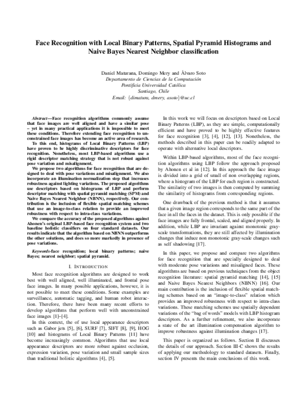 Pdf Robust Face Recognition With Lbp And Nbnn 