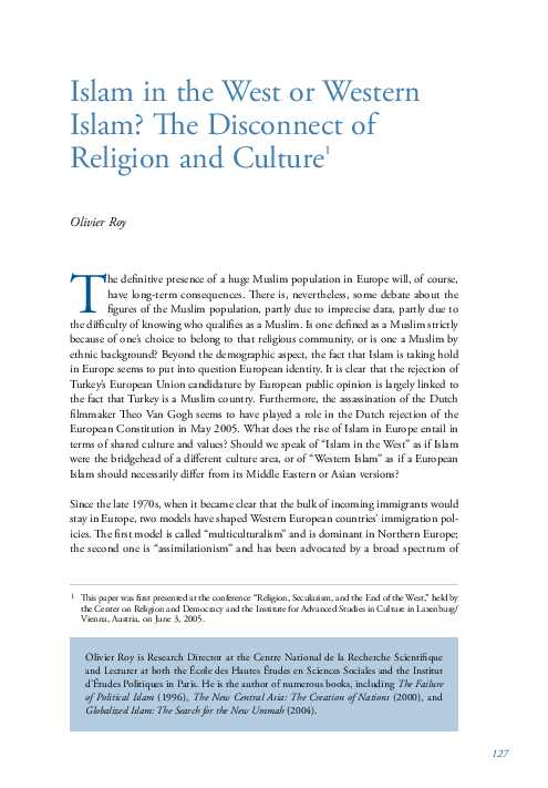 (PDF) Islam in the West or Western Islam? The disconnect of religion ...