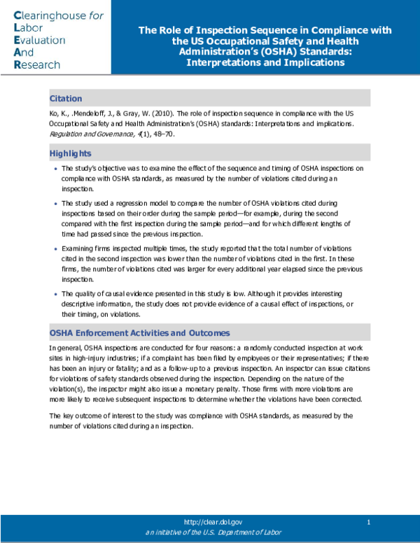 (PDF) The Role of Inspection Sequence in Compliance with the US ...