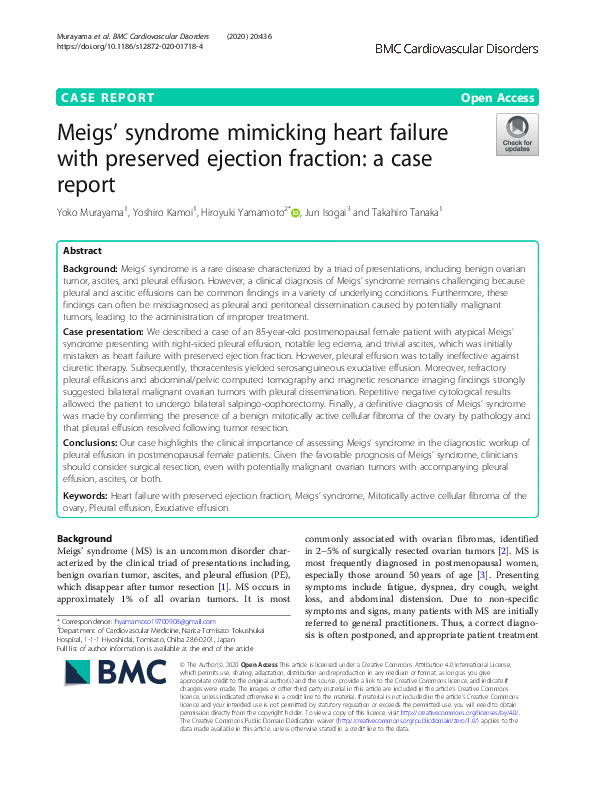 (PDF) Meigs’ syndrome mimicking heart failure with preserved ejection ...
