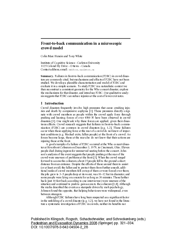 (PDF) Front-to-Back Communication in a Microscopic Crowd Model