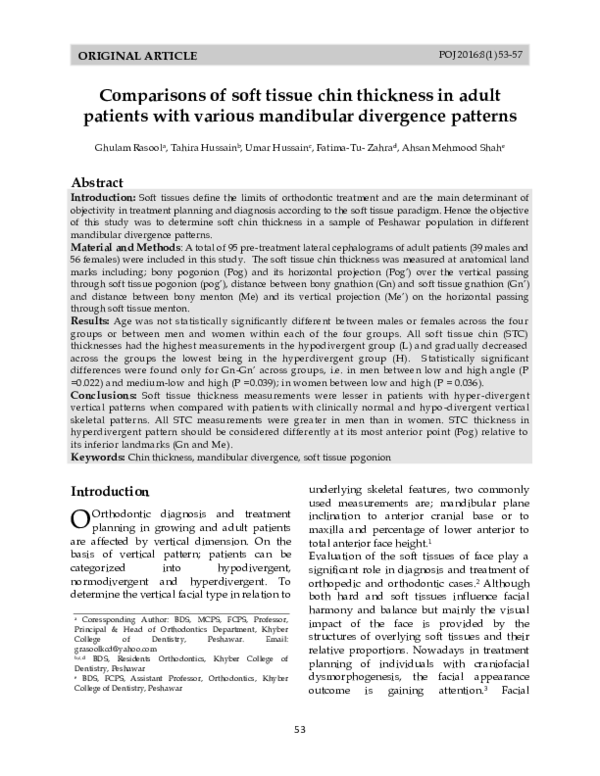 (PDF) Comparisons of soft tissue chin thickness in adult patients with ...