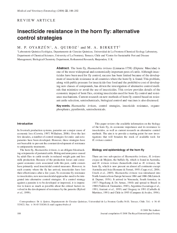 (PDF) Insecticide resistance in the horn fly: alternative control ...