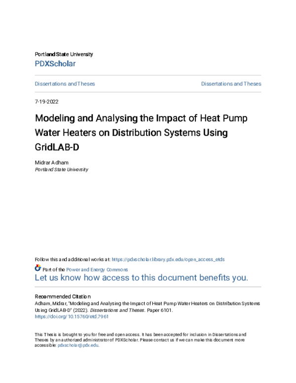 (PDF) Modeling and Analysing the Impact of Heat Pump Water Heaters on Distribution Systems Using ...