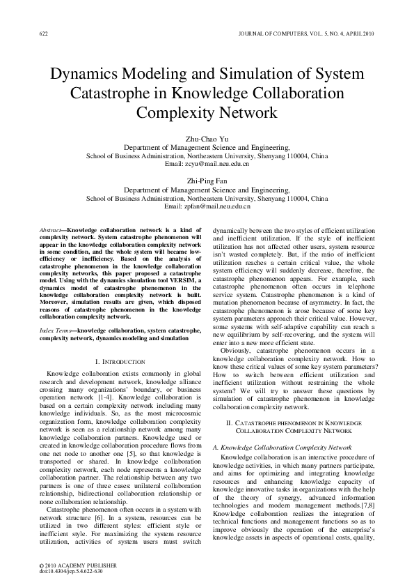 (PDF) Dynamics Modeling and Simulation of System Catastrophe in Knowledge Collaboration ...
