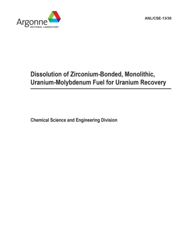 (PDF) Dissolution of Zirconium-Bonded, Monolithic, Uranium-Molybdenum ...