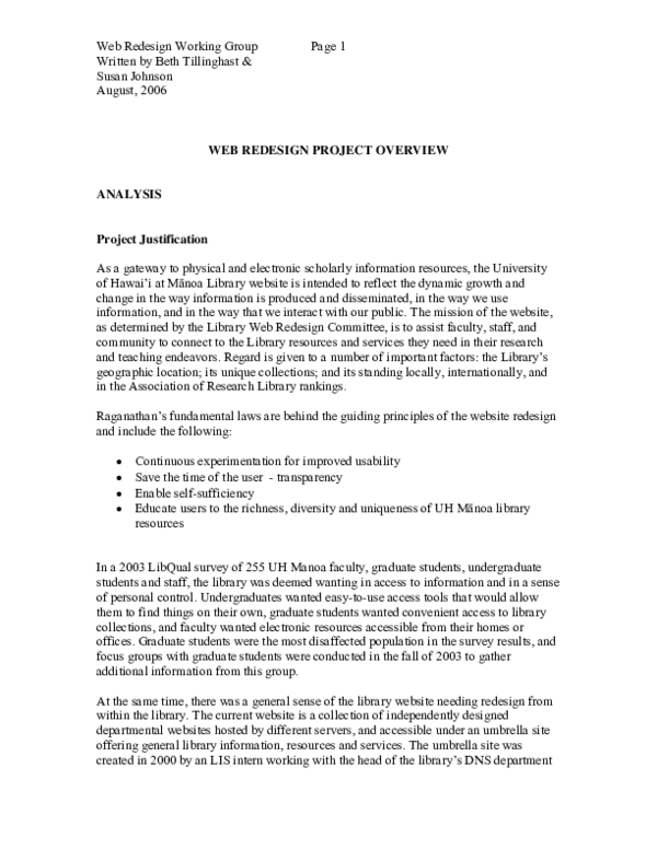 (PDF) Web Redesign Project Overview