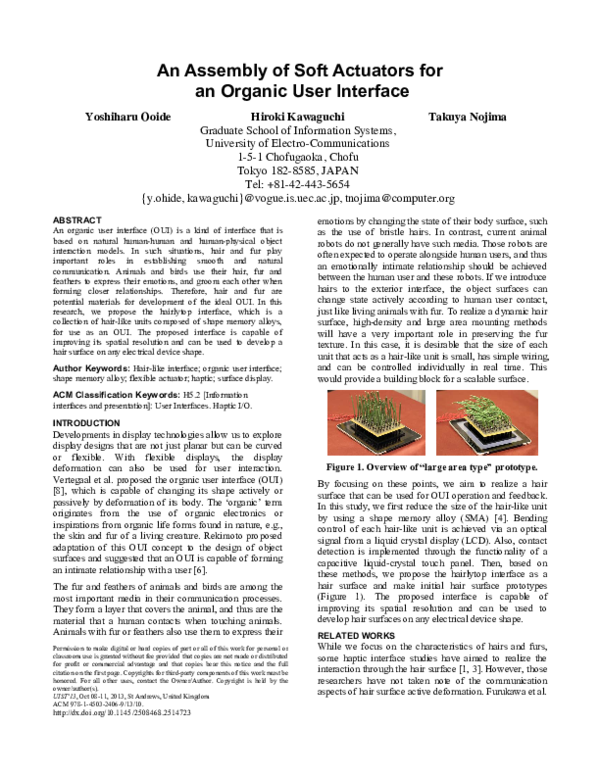 (PDF) An assembly of soft actuators for an organic user interface