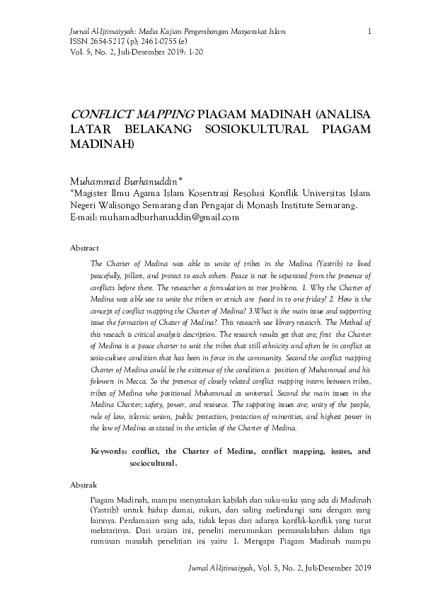 (PDF) Conflict Mapping Piagam Madinah (Analisa Latar Belakang ...