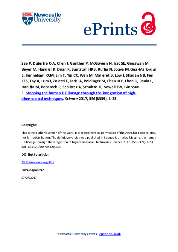 (PDF) Mapping the human DC lineage through the integration of high ...