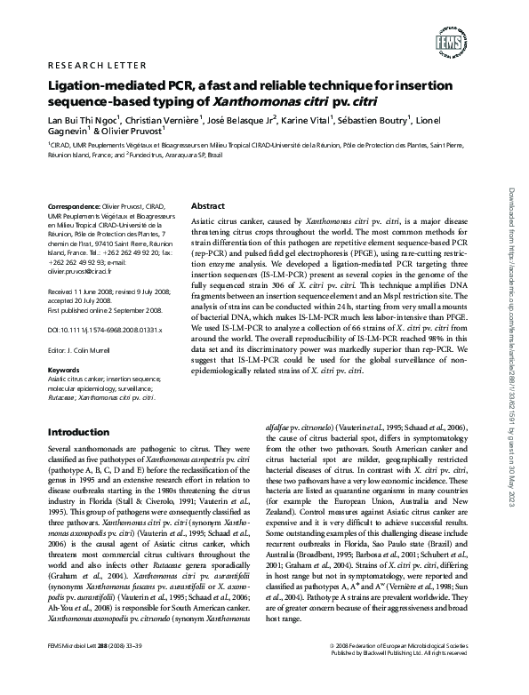 (PDF) Ligation-mediated PCR, a fast and reliable technique for ...