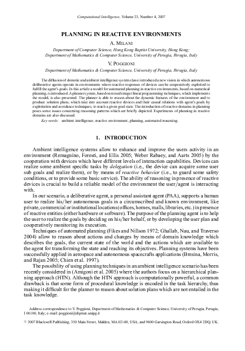 (PDF) Planning in Reactive Environments