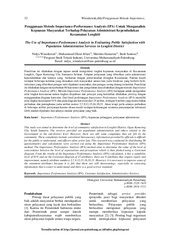 (PDF) Penggunaan Metode Importance-Performance Analysis (IPA) Untuk ...