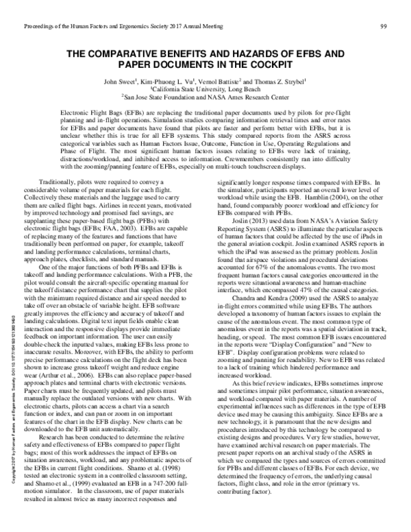 (PDF) The Comparative Benefits and Hazards of EFBs and Paper Documents ...