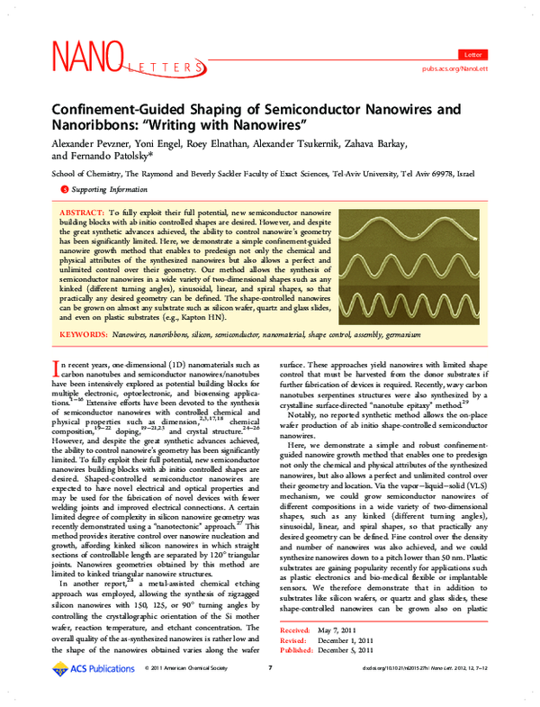 (PDF) Confinement-Guided Shaping of Semiconductor Nanowires and ...