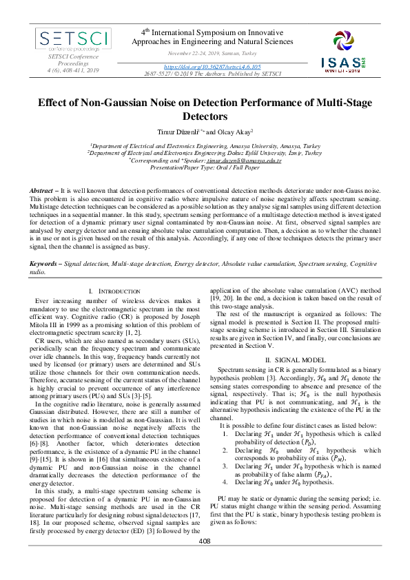 (PDF) Effect of Non-Gaussian Noise on Detection Performance of Multi ...