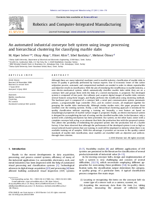 (PDF) An automated industrial conveyor belt system using image processing and hierarchical ...