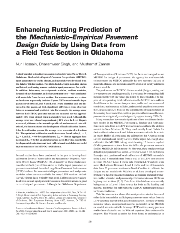 (PDF) Enhancing Rutting Prediction of the Mechanistic–Empirical Pavement Design Guide by Using ...