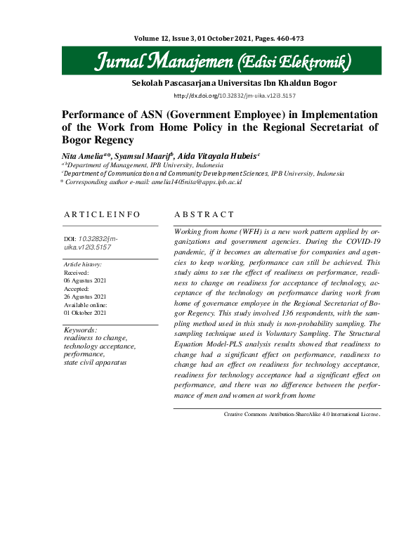 (PDF) Performance of ASN (Government Employee) in Implementation of the ...