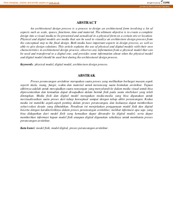 (PDF) Peran Model Fisik dan Digital dalam Perancangan Arsitektur