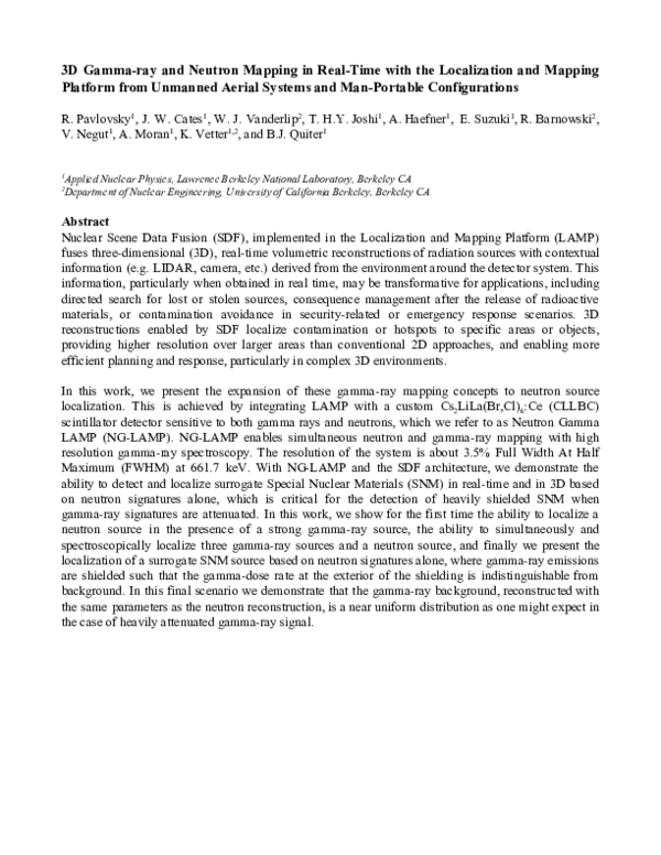 (PDF) 3D Gamma-ray and Neutron Mapping in Real-Time with the ...