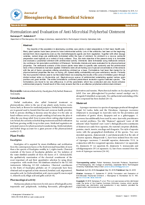 (PDF) Formulation and Evaluation of Anti-Microbial Polyherbal Ointment
