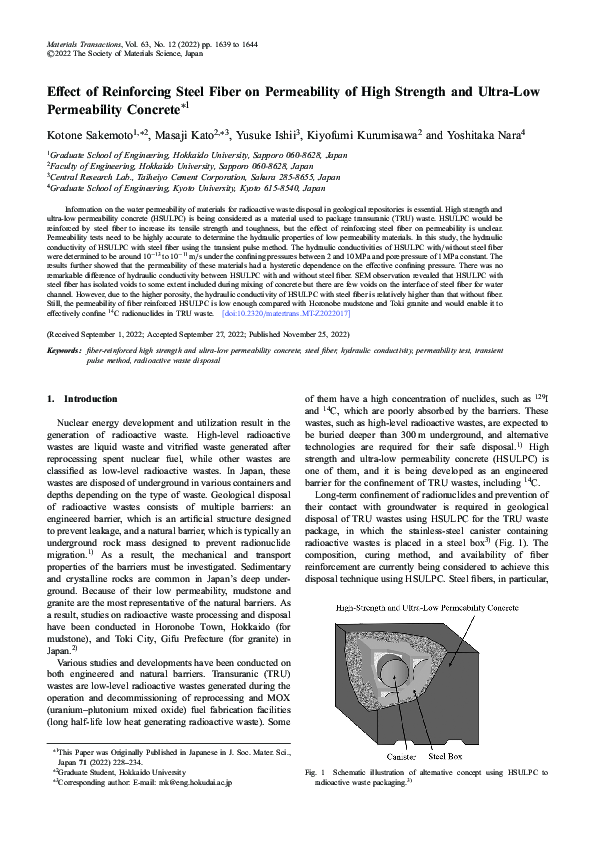 (PDF) Effect of Reinforcing Steel Fiber on Permeability of High ...
