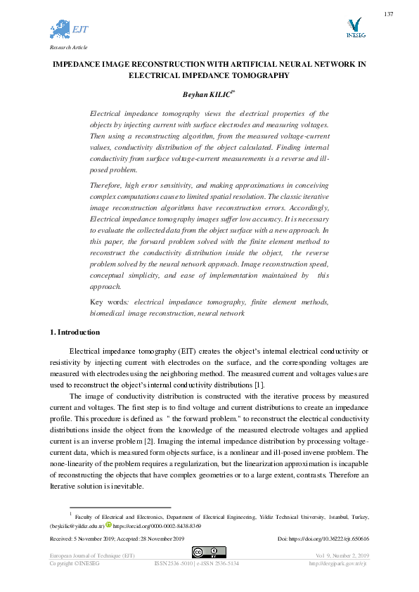(PDF) Impedance Image Reconstruction with Artificial Neural Network in ...