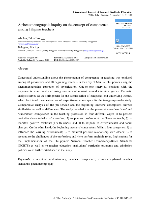 (PDF) A phenomenographic inquiry on the concept of competence among ...