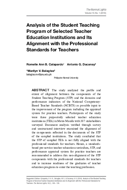 (PDF) Analysis of the Student Teaching Program of Selected Teacher ...