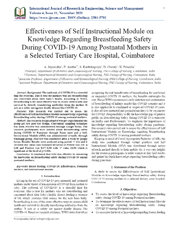 (PDF) Self Instructional Module on Knowledge Regarding Breastfeeding ...