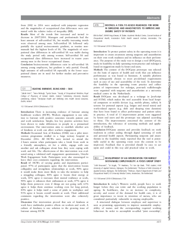 (PDF) 853 Development of an intervention for nurses’ sustainable ...