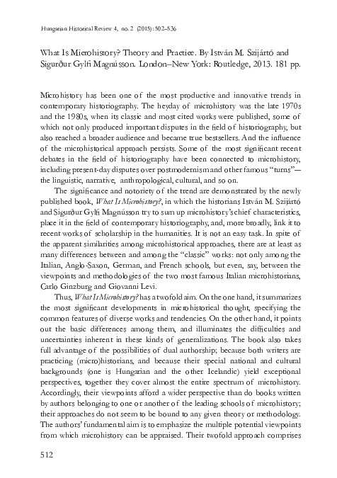 (PDF) What is Microhistory?