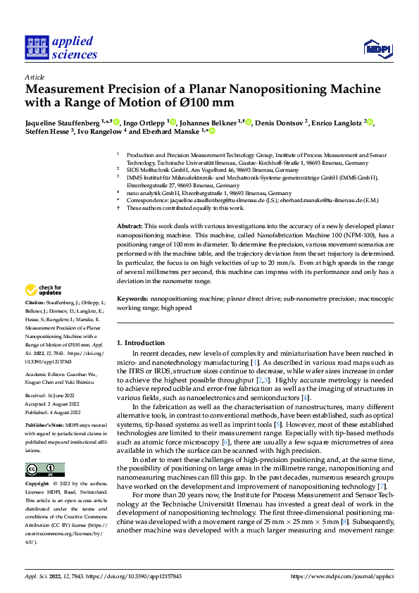 (PDF) Measurement Precision of a Planar Nanopositioning Machine with a ...