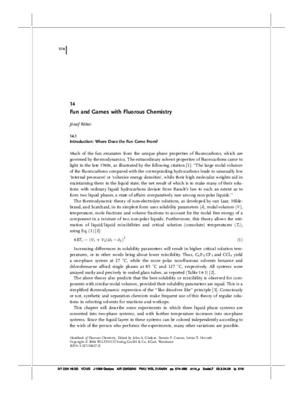 (PDF) Fun and Games with Fluorous Chemistry