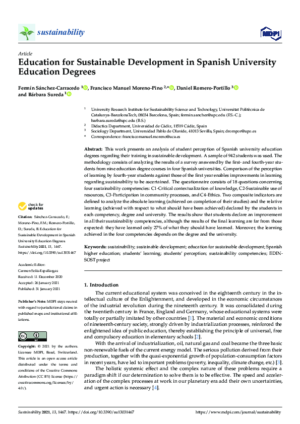 (PDF) Education for Sustainable Development in Spanish University ...