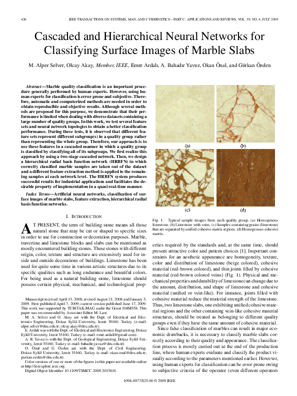 (PDF) Cascaded and Hierarchical Neural Networks for Classifying Surface Images of Marble Slabs