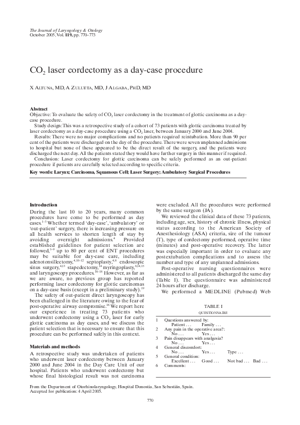 (PDF) CO2 laser cordectomy as a day-case procedure | Aitziber Zulueta - Academia.edu