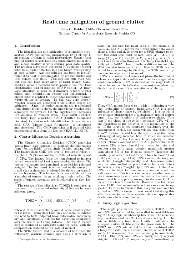 (PDF) Real time mitigation of ground clutter