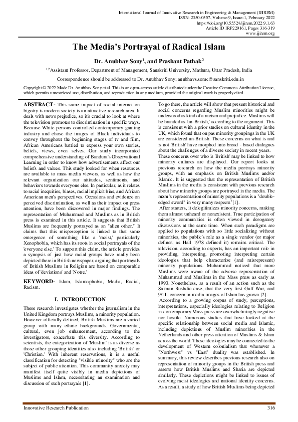 (PDF) The Media's Portrayal of Radical Islam