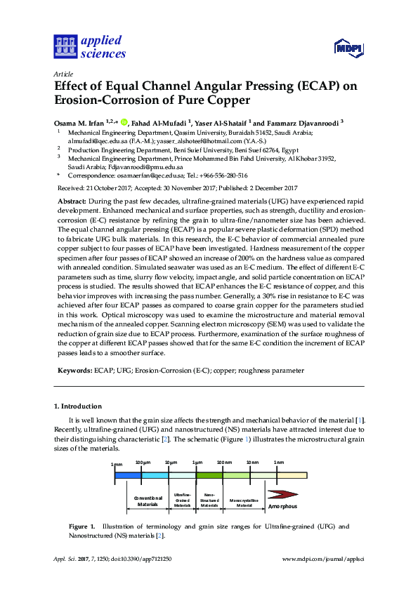 (PDF) Effect of Equal-Channel Angular Pressing (ECAP) on Creep in Aluminium Alloys