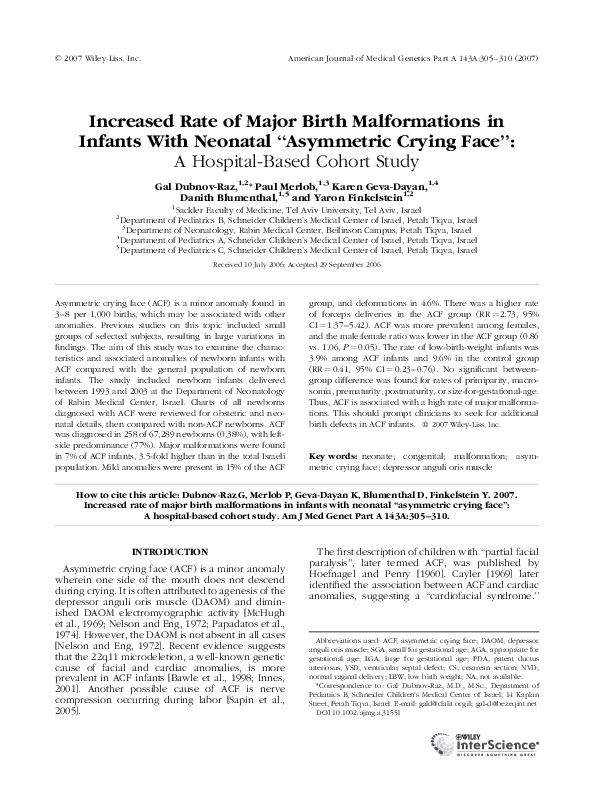 (PDF) Increased rate of major birth malformations in infants with ...