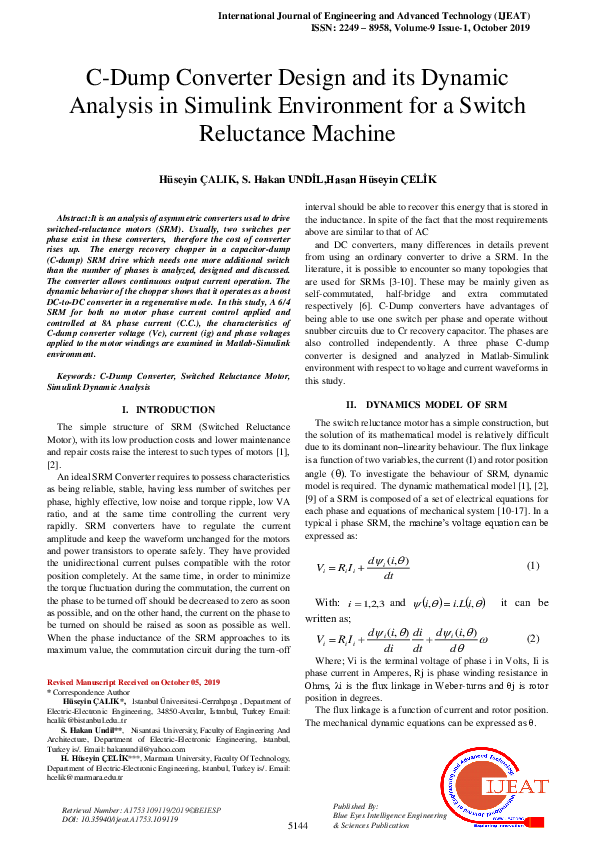 (PDF) C-Dump Converter Design and its Dynamic Analysis in Simulink Environment for a Switch ...