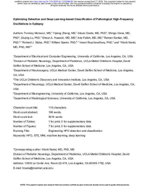 Pdf Optimizing Detection And Deep Learning Based Classification Of Pathological High Frequency